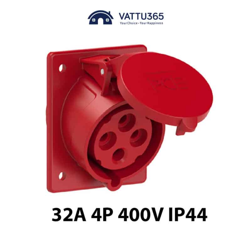 F424-6 - Ổ cắm âm 4P 32A 400V 6H IP44 dạng nghiêng | Vattu365