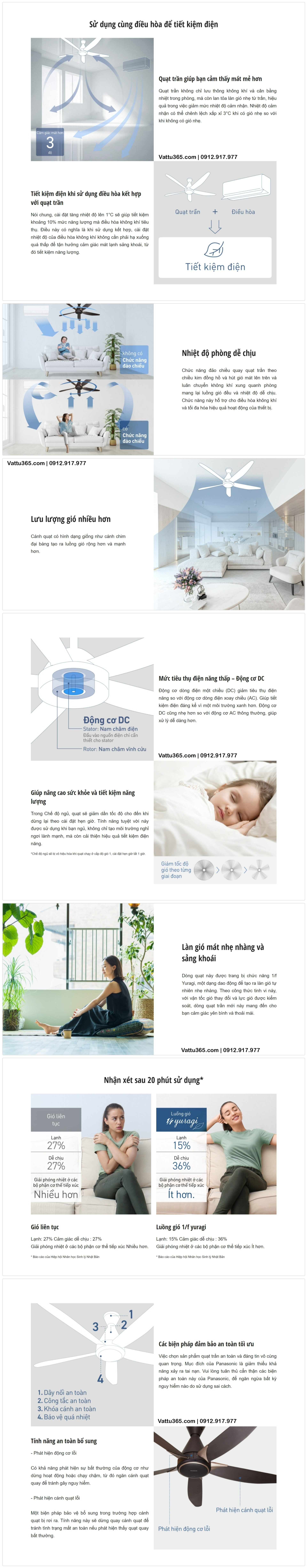 Quạt trần Panasonic F-60GDS-B Ti 29cm, Nâu, Động cơ DC